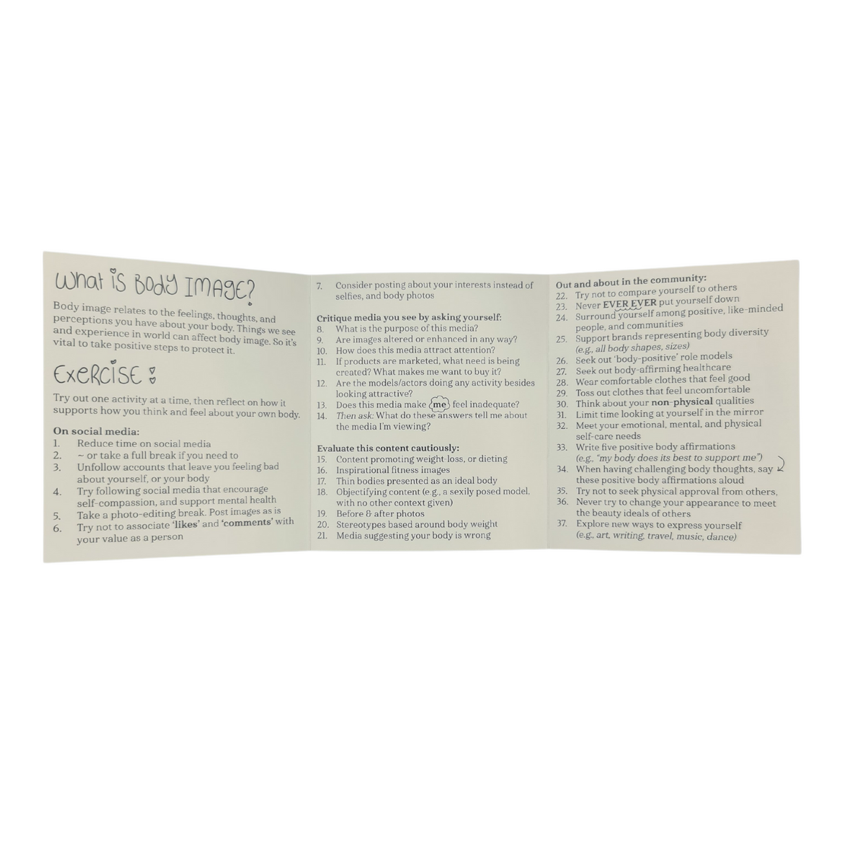 Foldout Reference Guide: 50 Ways to Protect Your Body Image – The Self ...